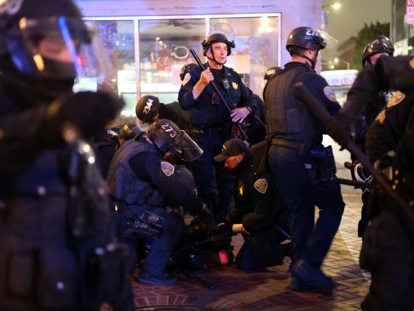 Police watchtower installed at 24th St. BART Plaza