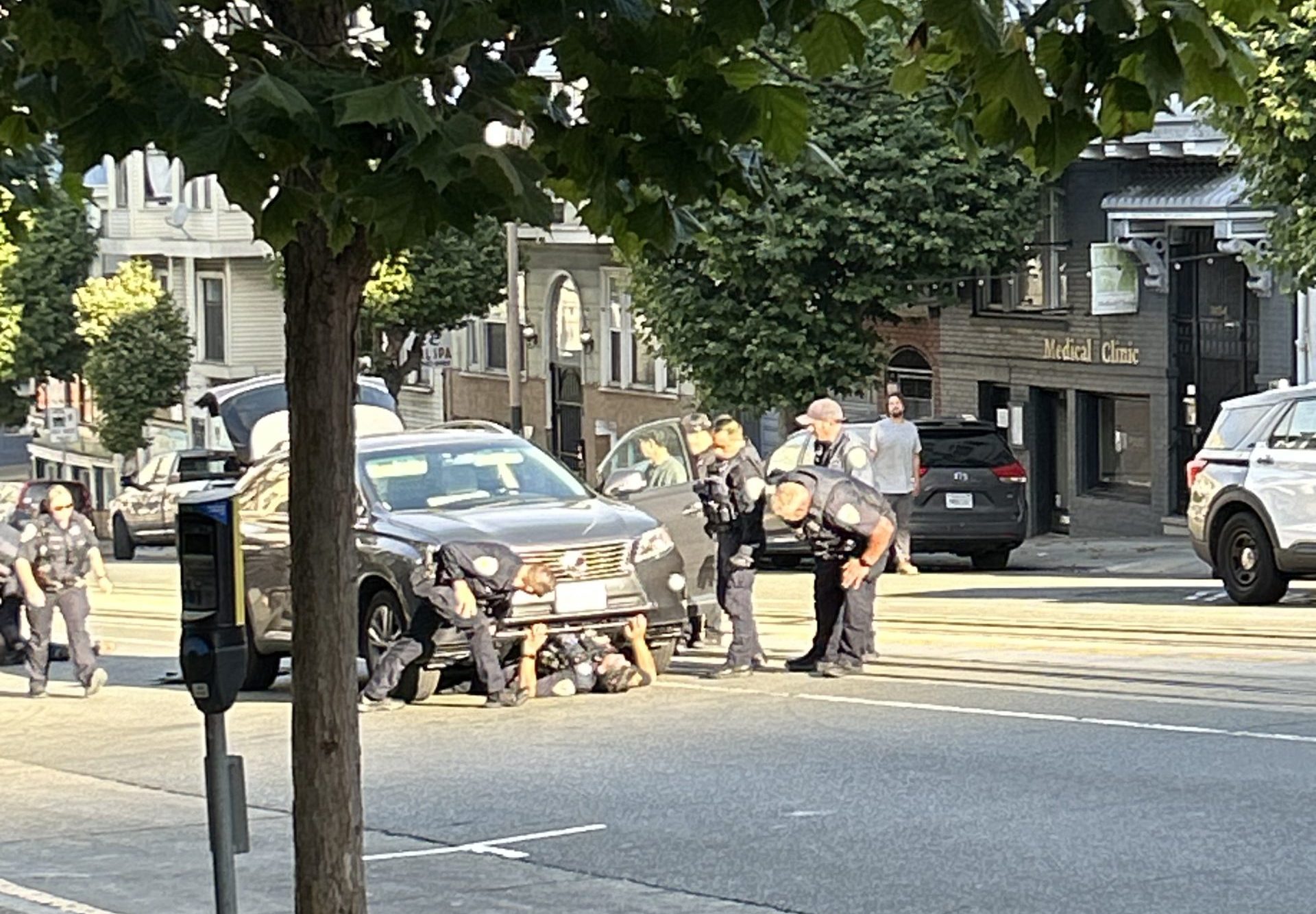 Theft suspect dead, two SFPD officers injured after police chase